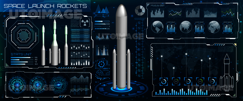 유토이미지 | Space Launch Interface Rockets, Sky-fi HUD. Head Up Display ...