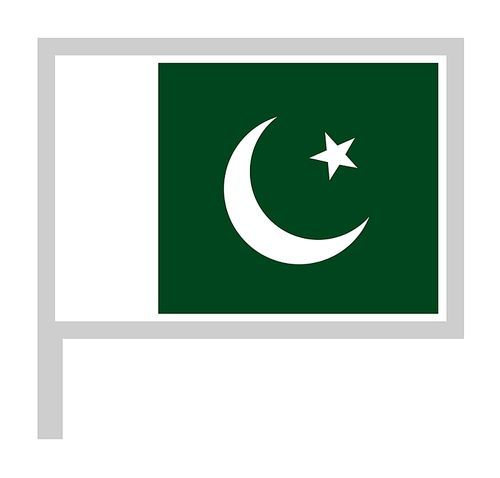 유토이미지 | Pakistan flag on flagpole, rectangular shape icon on white ...