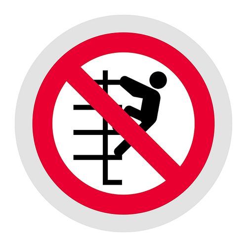 Do not walk down stairs or No climb up forbidden sign, modern round ...