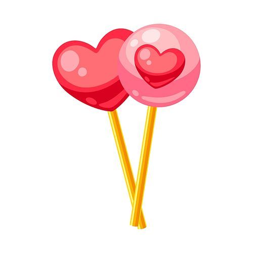 Valentines Day pair of candy hearts. Illustrations in cartoon style ...