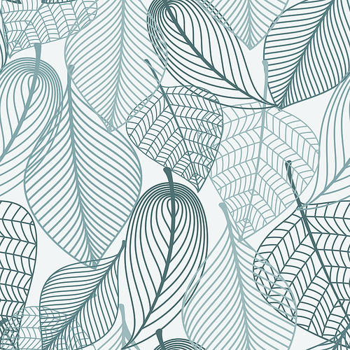 유토이미지 | Delicate skeleton leaves background seamless pattern showing ...