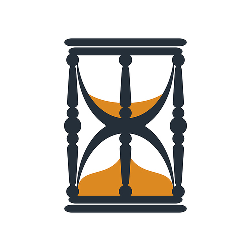 Sandglass isolated sand-timer icon. Vector hourglass with flowing sand ...