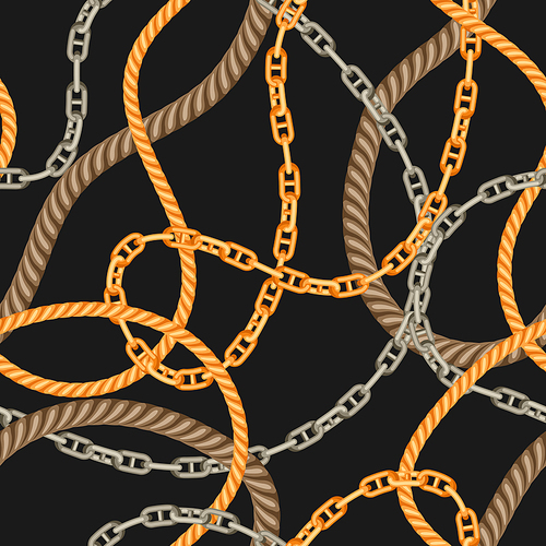 유토이미지 | Seamless pattern with old chains and ropes. Nautical chain and ...