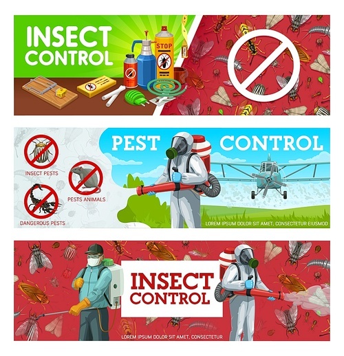 Pest control, disinfestation and deratization sanitary service vector ...