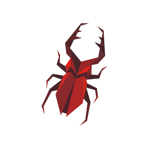 Bark beetle small wood-boring bug isolated origami insect. Vector ...