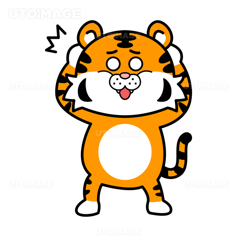 유토이미지 | 당황하고 있는 호랑이 이모티콘 벡터 이미지 일러스트