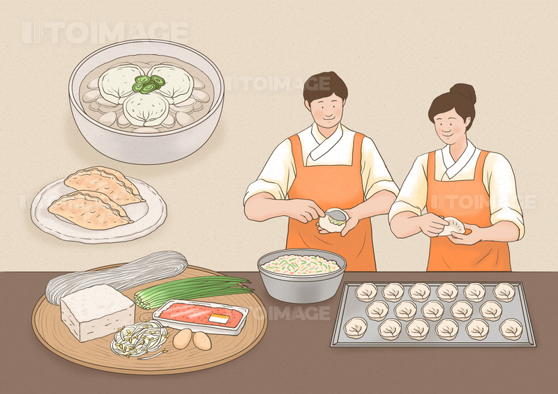 유토이미지 | 전통음식_만두국 일러스트