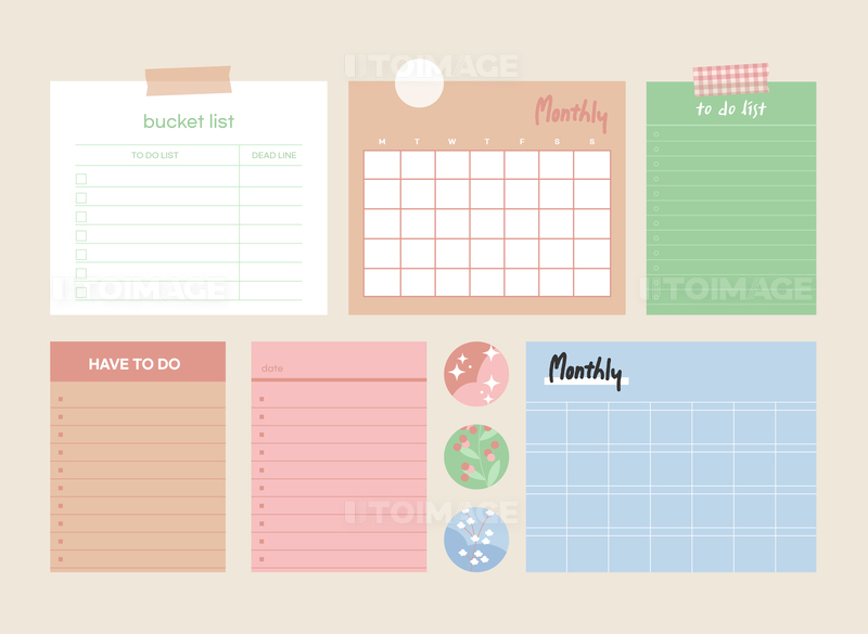 감성적인 스타일의 다이어리 꾸미기 세트 백터 일러스트 009 | 유토이미지 | 상세페이지 | 베이직샵 | 일러스트 | 22260656