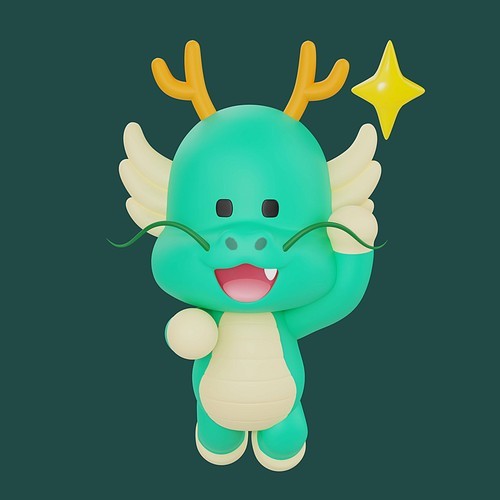 유토이미지 | 용_파이팅하는 3d 그래픽 이모티콘