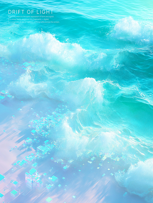 고요한 해안선에 부서지는 파도와 물속에 반짝이는 빛 반사 | 유토이미지 | 상세페이지 | 베이직샵 | 22924580