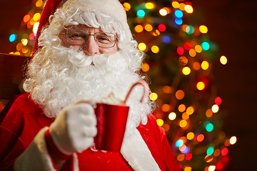Portrait of santa Claus with cup of whipped cream | 유토이미지 | 상세페이지 ...