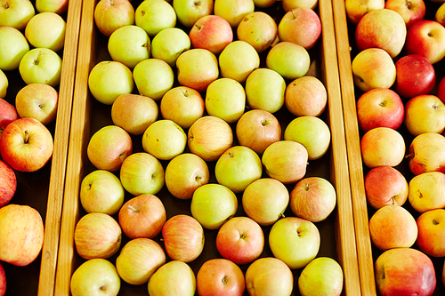 유토이미지 | Apple assortment in special wooden boxes that can be used as ...