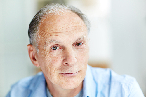 Serene aged man with wrinkled forehead staring at camera | 유토이미지 | 상세 ...