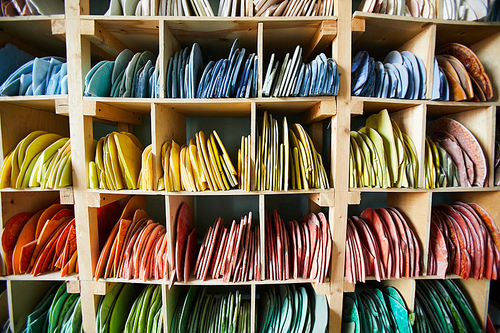 유토이미지 | Background of shelves with colorful patterns for mosaic artwork ...