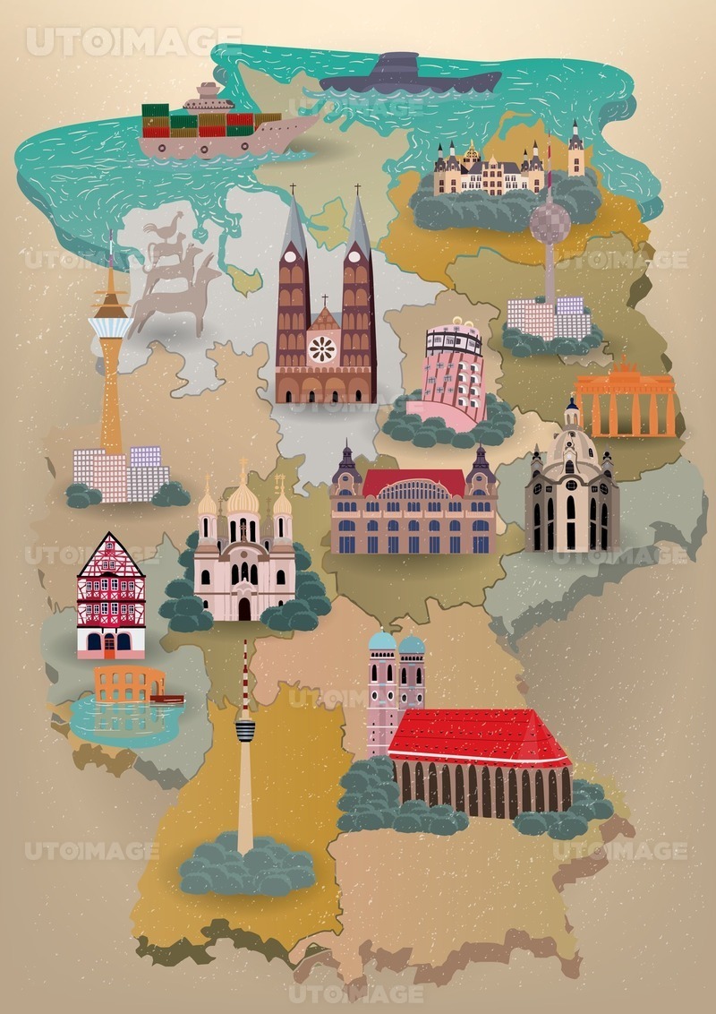 유토이미지 | germany map with landmarks