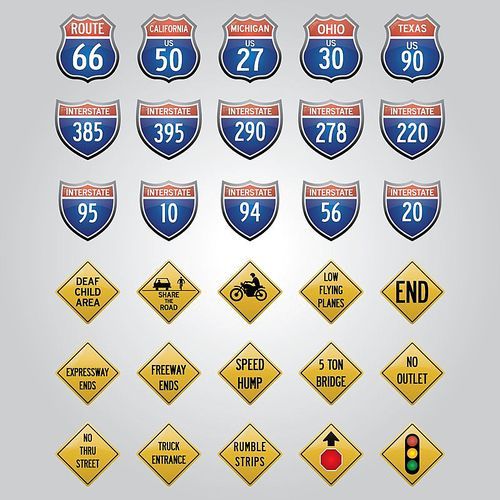 usa road signs icons | 유토이미지 | 상세페이지 | 베이직샵 | 일러스트 | 20652517