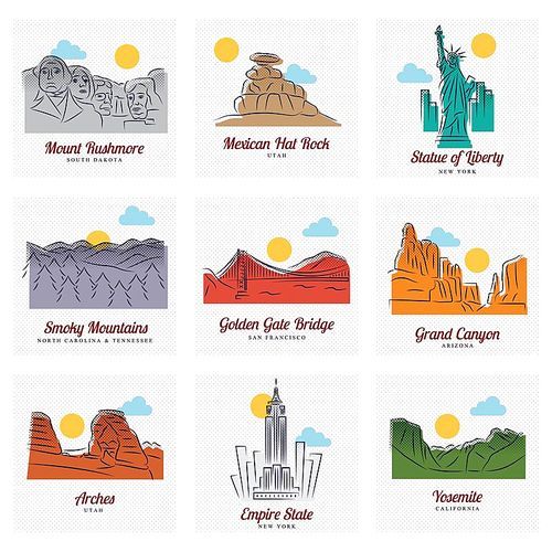 유토이미지 | usa monuments set