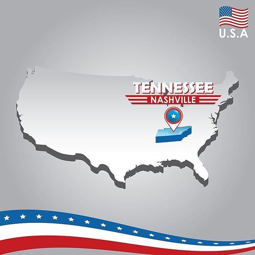 유토이미지 | navigation pointer indicating tennessee on usa map