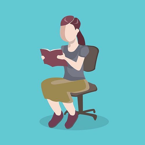 유토이미지 | young woman avatar reading book