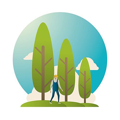 man walking pass trees | 유토이미지 | 상세페이지 | 베이직샵 | 일러스트 | 21085231