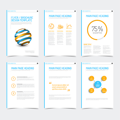 유토이미지 | Set of modern brochure flyer design templates with graphs ...