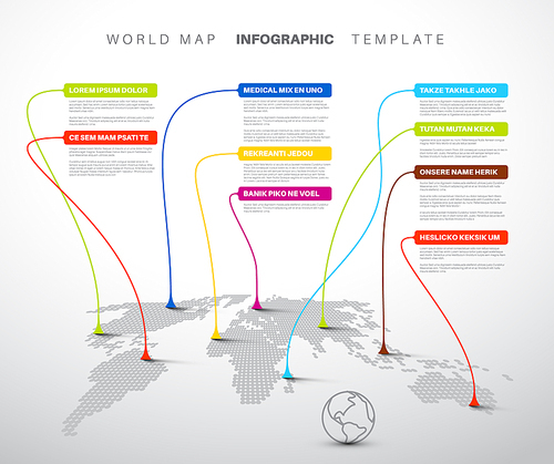 World map infographic: Light World map with pointer marks - communication concept | 유토이미지 | 상세 ...