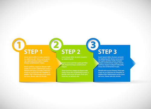 유토이미지 | One two three - vector paper progress steps for tutorial