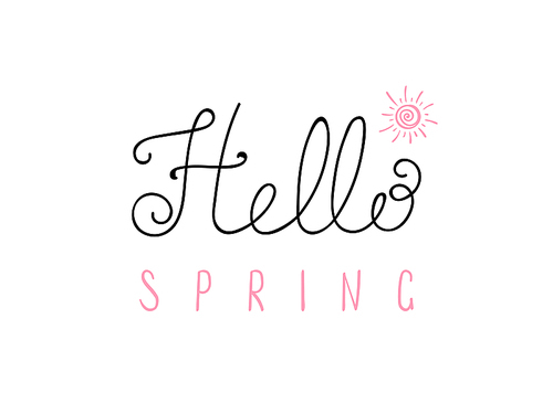 Hand written Hello Spring lettering with cartoon sun. Isolated objects ...