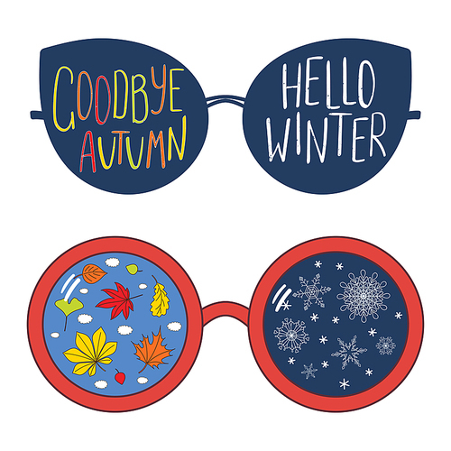 Hand drawn vector illustration of different glasses with text Hello ...