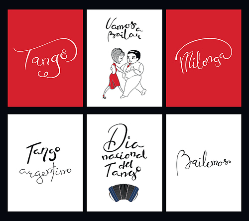 Set of tango cards templates with hand written lettering quotes, design ...
