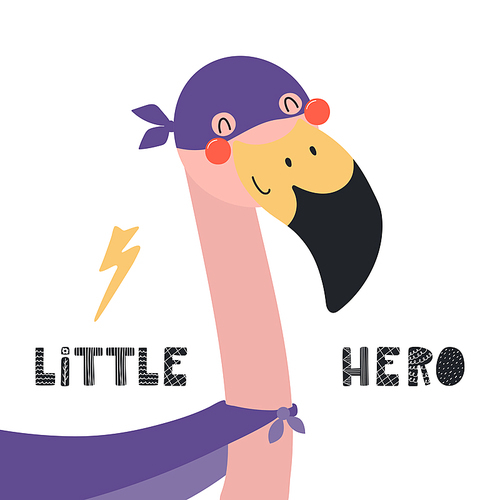 유토이미지 | Hand drawn vector illustration of a cute flamingo superhero ...