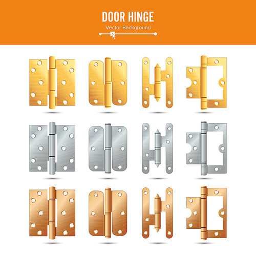 유토이미지 | Door Hinge Vector. Set Classic And Industrial Ironmongery ...