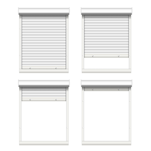 유토이미지 | Window With Rolling Shutters Vector. Opened And Closed. Front ...