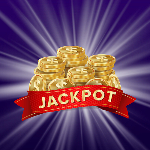 유토이미지 | Jackpot Winner Casino Background Vector. Golden Coins Treasure ...