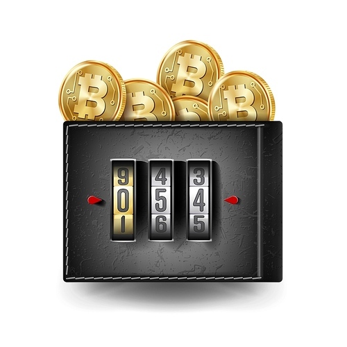 Bitcoin Leather Wallet Vector. Fintech Blockchain. Bitcoins Trading ...