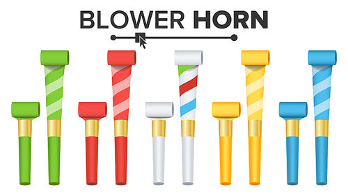 Blower Horn Vector. Red Party Blower Sign. Isolated Illustration | 유토 ...