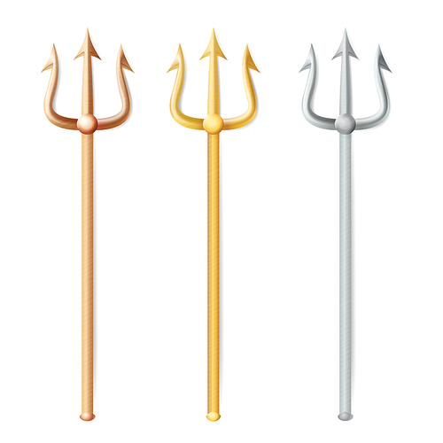 Neptune Trident Vector. Realistic 3D Silhouette Of Neptune Or Poseidon ...