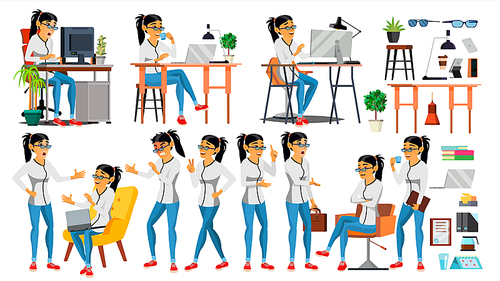 유토이미지 | Business Woman Character Vector. Working Asian, Woman. Asiatic ...