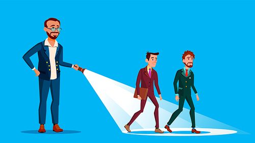 유토이미지 | Leader Businessman Illuminates The Way Of His Team With ...