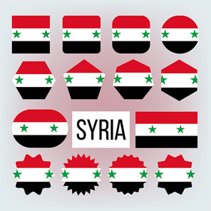 Syria Various Shapes Vector National Flags Set. Syria Official Emblems ...
