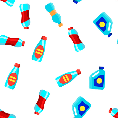 Plastic Water Bottle Linear Vector Icons Seamless Pattern. Plastic ...