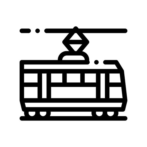 Public Transport Tramway Vector Thin Line Icon. Tramway Tram Street-car ...