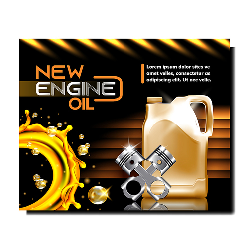 Car Service Station Promotional Poster Vector. Engine Oil Blank ...