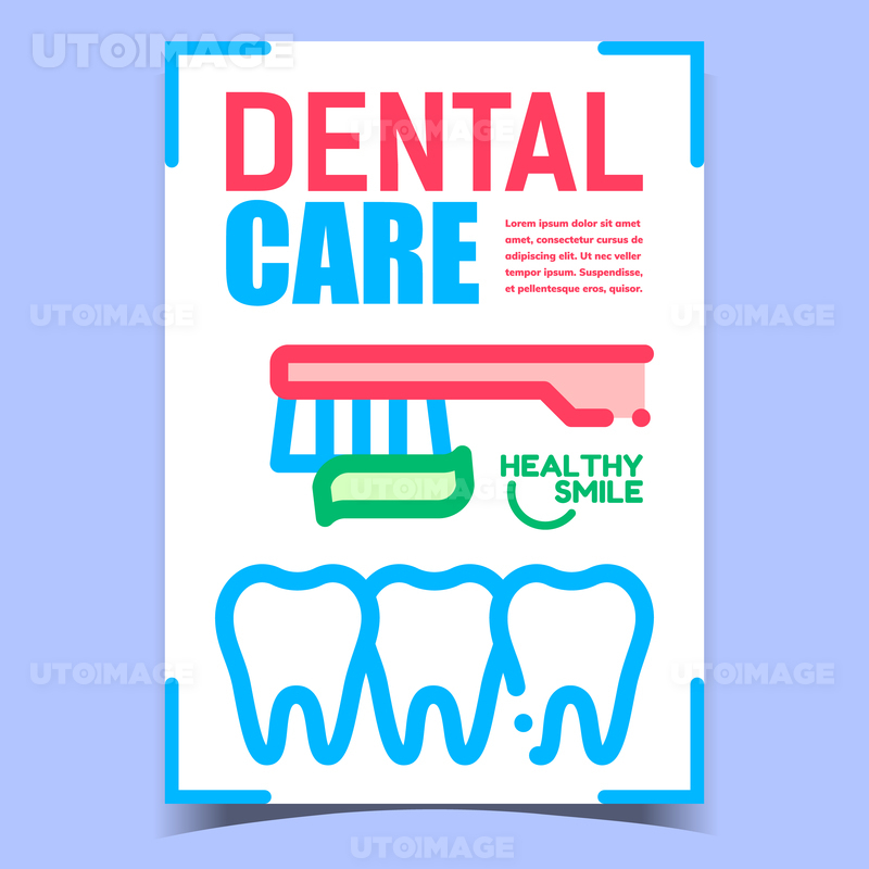 유토이미지 | Dental Care Creative Advertising Poster Vector. Toothbrush And ...