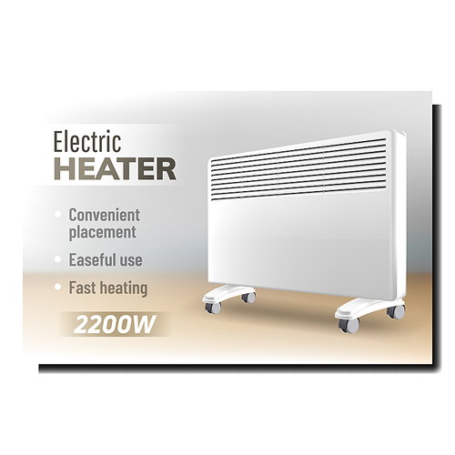 Electric Heater Mobile Tool Promo Poster Vector. Electrical Heater ...