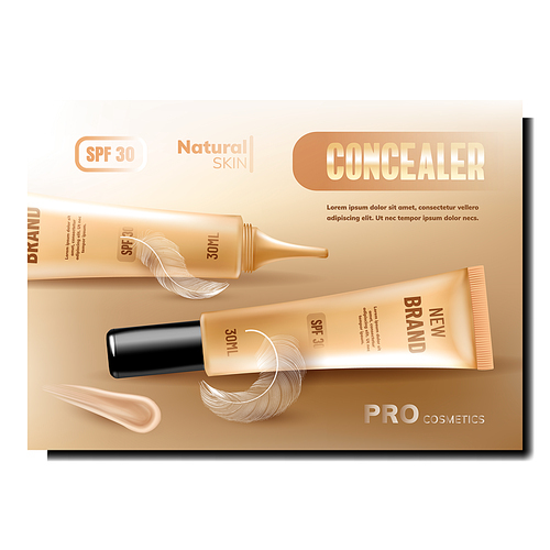 Concealer Skin Package Promotional Banner Vector. Concealer Blank Tube ...