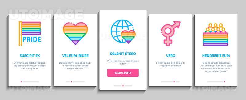 Lgbt Homosexual Gay Onboarding Mobile App Page Screen Vector. Lgbt ...