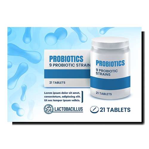 Probiotics Strains Creative Promo Poster Vector. Probiotics Blank ...