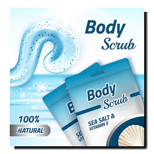scrub body care cosmetic promotion banner vector. scrub cream blank ...