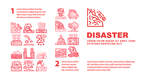 Disaster Destruction Landing Web Page Header Banner Template Vector ...